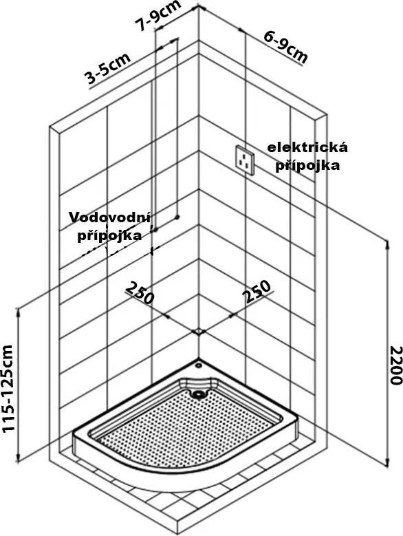 BPS-koupelny Hydromasážní box HYD-Michele 120 L, 120x85 levý bez sauny