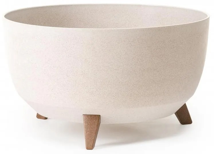 Květináč lamela květináč roma eco wood, průměr 47cm, mísa na nožkách, bílá