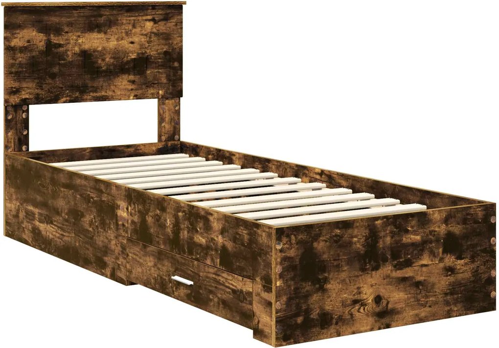 Rám postele Uzený dub a stříbrná 75 x 190 cm Kompozitní dřevo 3410962