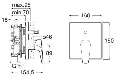 Roca A5A0B90C00 - Sprchová baterie pro podomítkovou instalaci ATLAS lesklý chrom
