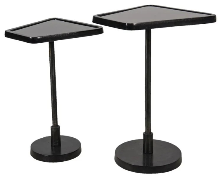 2ks černý antik kovový odkládací stolek Ruffe – 36x36x56 cm