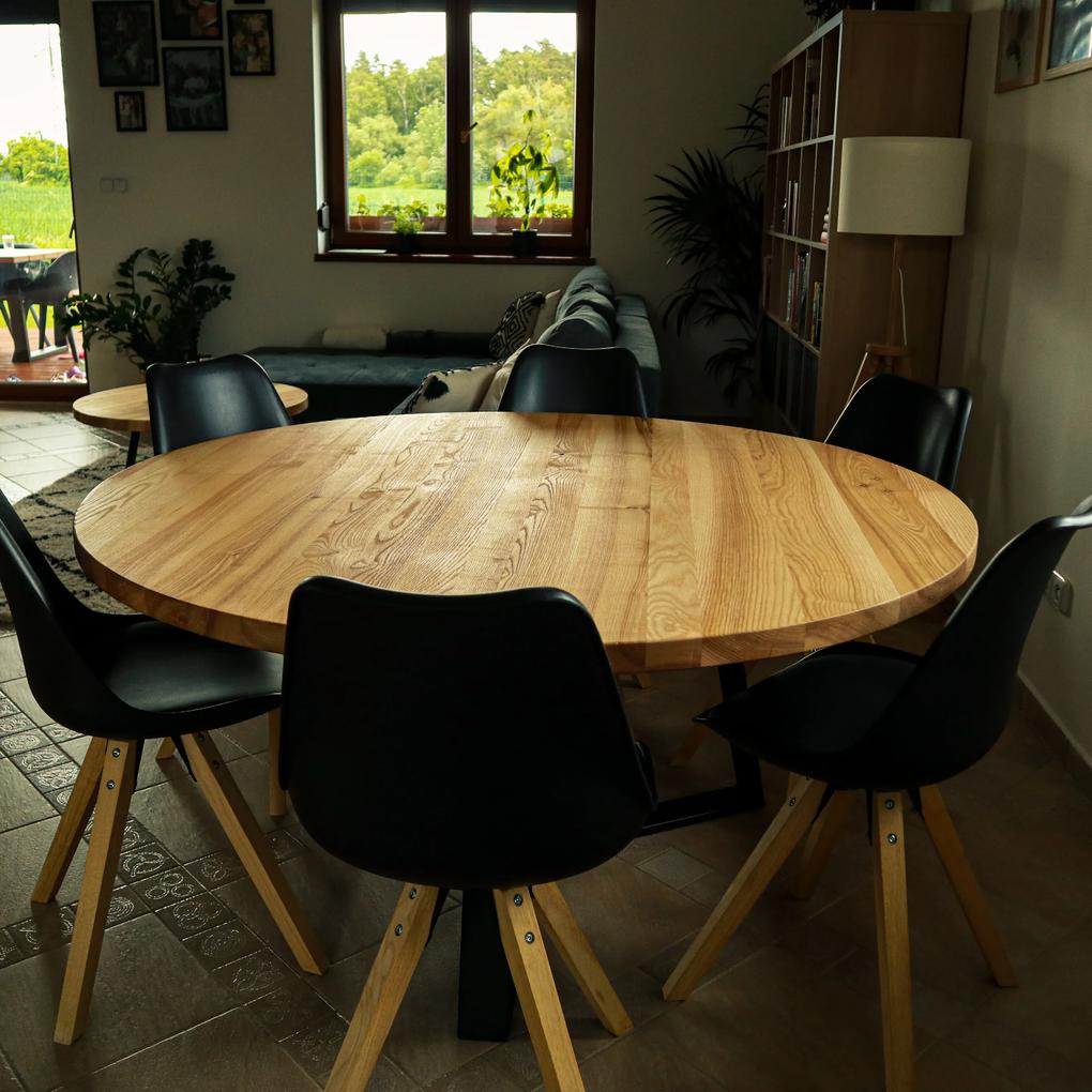 Wudboys Jídelní stůl ROUND Barva kovu: Černá, Dřevo: Jasan, Rozměr: Průměr 130 cm, moderní skandinávský styl