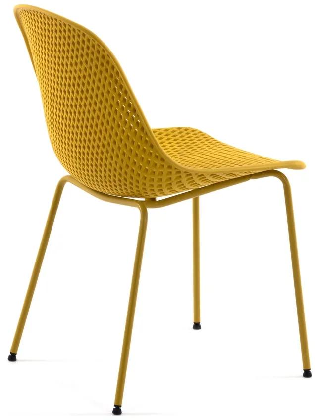 Žlutá plastová jídelní židle Kave Home Quinby