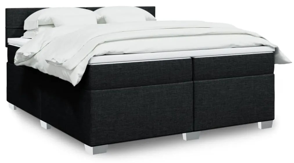 Box spring postel s matrací černá 200x200 cm textil 3288297