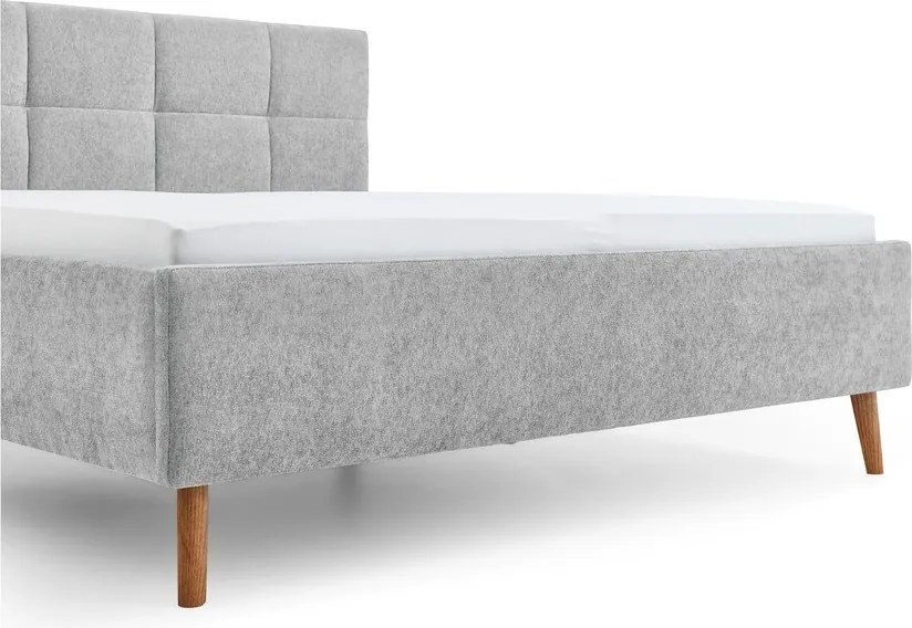 Šedá čalouněná dvoulůžková postel s úložným prostorem s roštem 180x200 cm Nova – Meise Möbel
