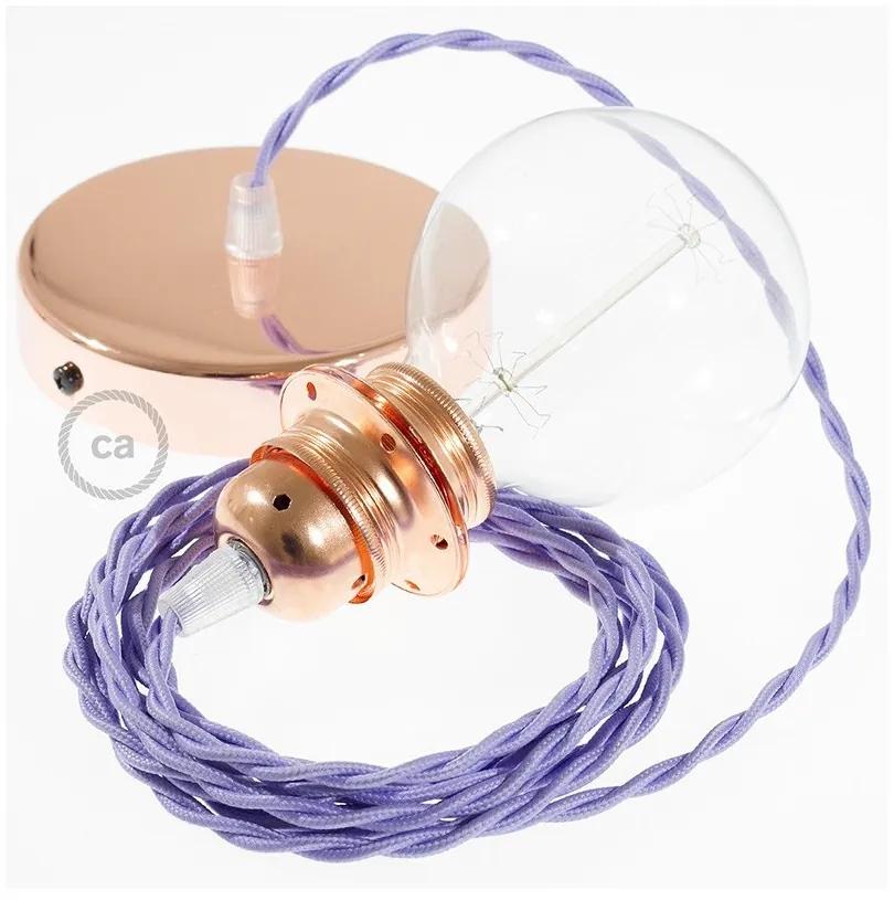 creative cables Závěsné svítidlo pro stínidla s lila zkrouceným hedvábným textilním kabelem TM07 Velikost: 100 cm, Barva: Bílá, Montáž: Sestavený