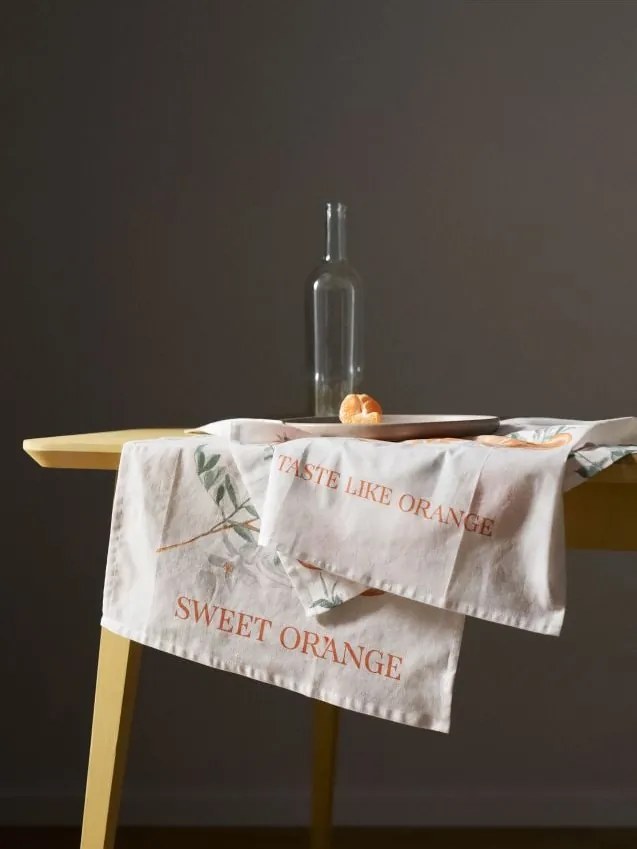 Sinsay - Sada kuchyňských utěrek s motivem pomerančů 3 pack - oranžová