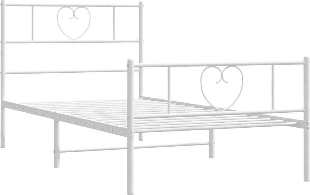 vidaXL Kovový rám postele s hlavovým a nožním čelem 75 x 190 cm [355520] Barva: Černá