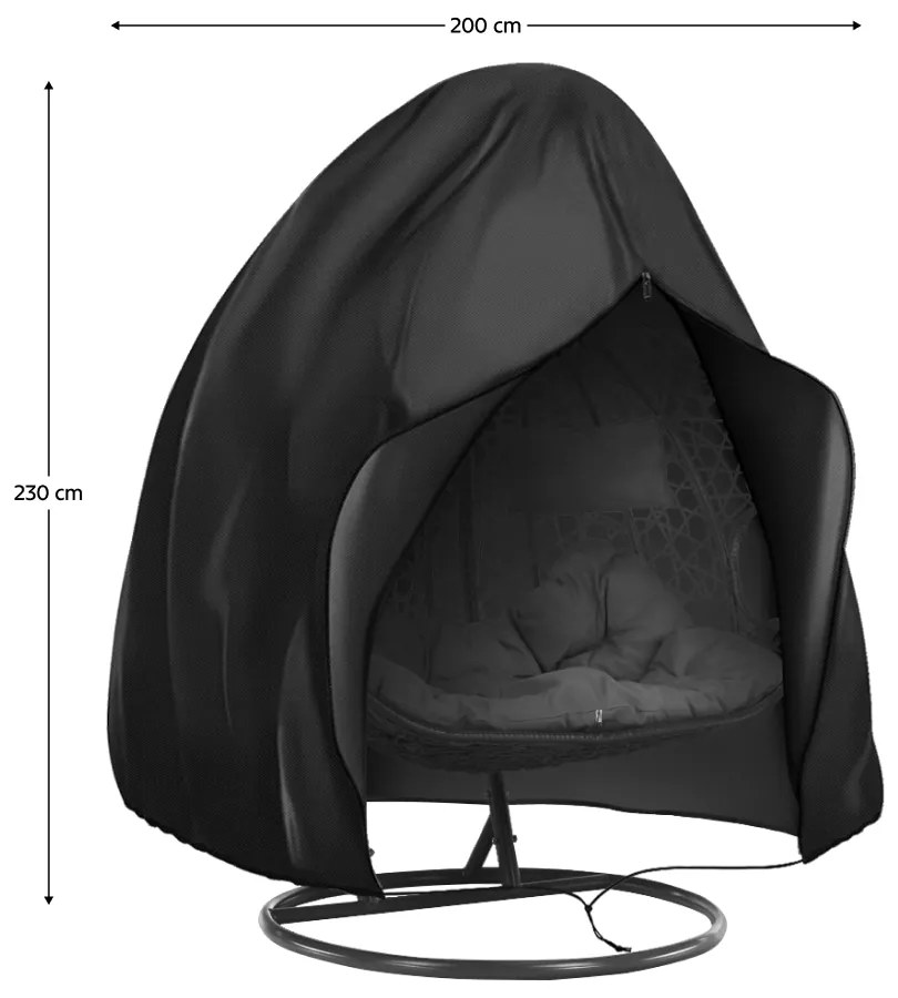 Kondela Ochranný obal na závěsné dvojkřeslo, černá, KRYTO TYP 2