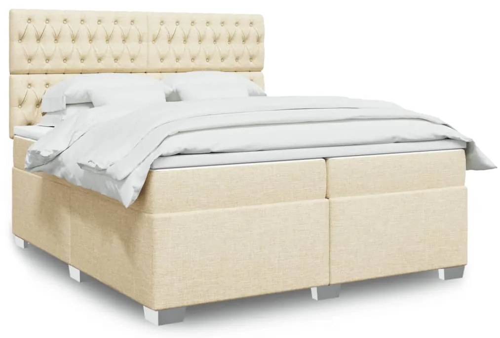 Box spring postel s matrací krémová 200x200 cm textil 3290607