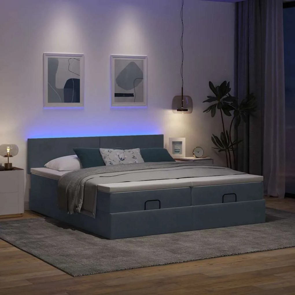 Osmanský rám postele s matrací tmavě šedý 200x200cm samet 3312912