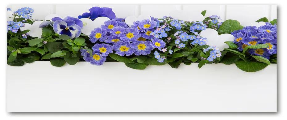Wallmuralia Foto obraz akrylový na stěnu Modré květiny 125x50 cm
