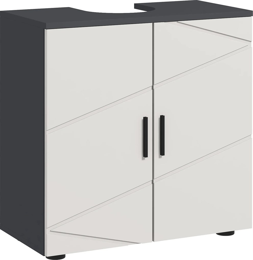 Kleankin Koupelnová Skříňka Pod Umyvadlo se 2 Dveřmi, Dřevěná Skříňka Pod Umyvadlo s Nastavitelnou Policí, pro Umyvadla s Nebo Bez Sloupu, 60x30x60cm…