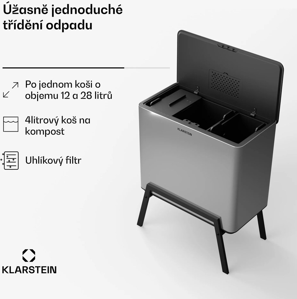 Klarstein Yuma odpadkový koš 40 l včetně kompostéru s nohami a filtrem zápachu