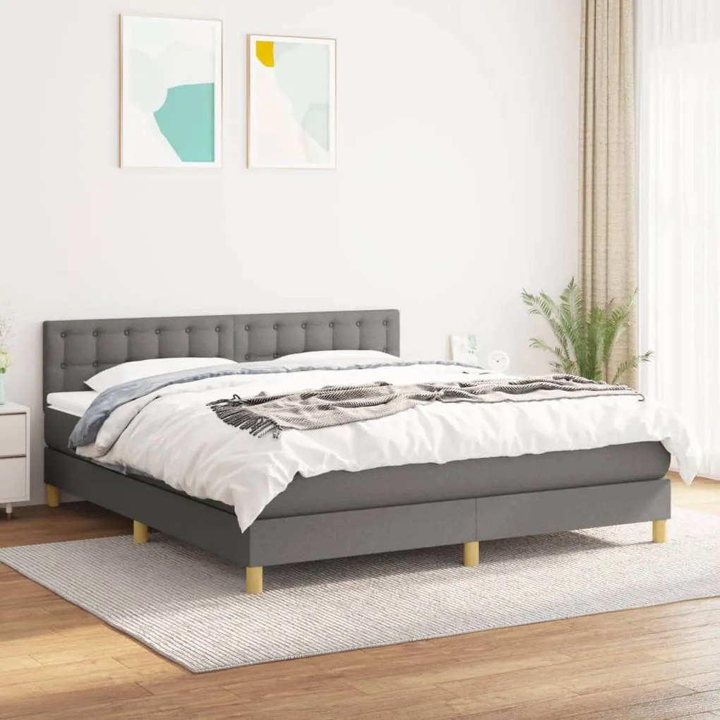 Box spring postel s matrací tmavě šedá 180x200 cm textil 3140954