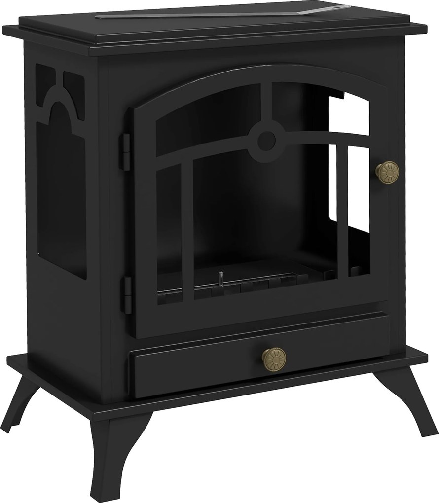 HOMCOM Volně stojící biokrb s hořákem z nerezové oceli o objemu 1,2 l, 3 hodiny doby hoření pro prostory 20-25 m², rozměry 45x28x54 cm, černý