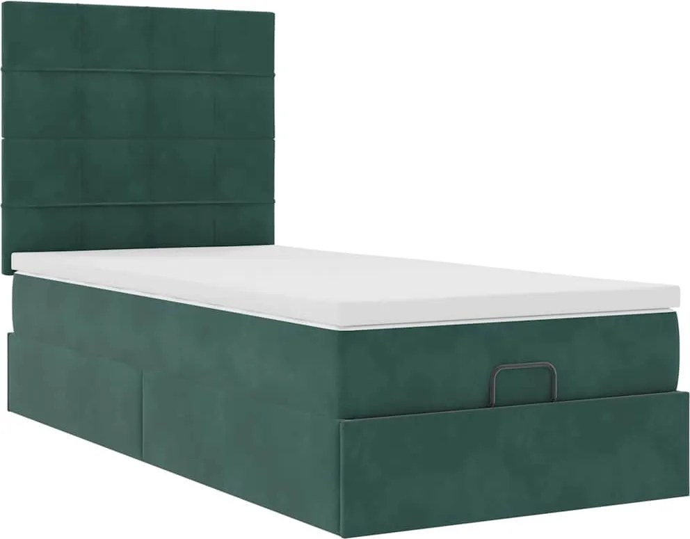 Osmanský rám postele s matracemi tmavě šedá 90x200cm samet 3314297