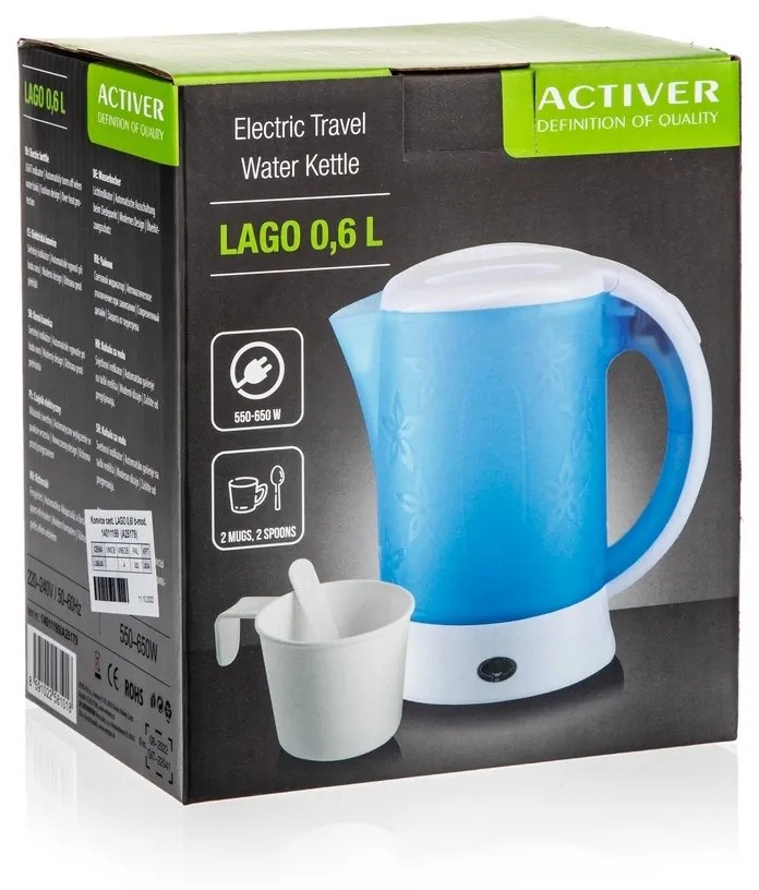 Activer Cestovní rychlovarná konvice Lago 0,6 l, modrá