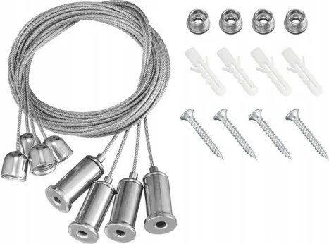 Stropní montážní kabely pro zavěšení LED panelových světel, ocelové, 1,5 m, kabel