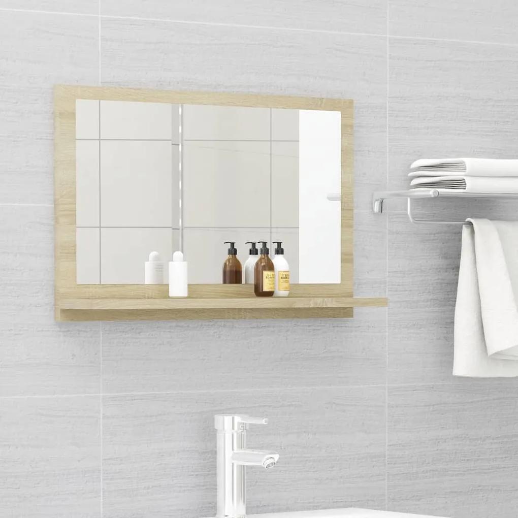 804565 vidaXL Koupelnové zrcadlo dub sonoma 60 x 10,5 x 37 cm dřevotříska