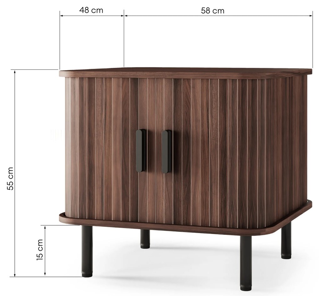Noční stolek Gliss 58 cm ořech tmavý
