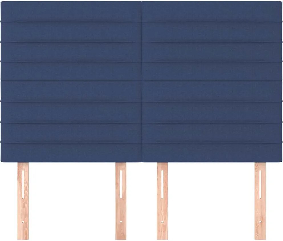 Čelo postele modré 144x5x118/128 cm látkové 3116476