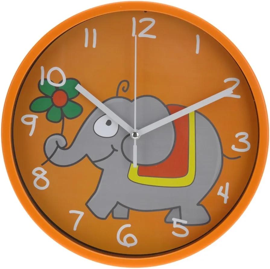 Nástěnné hodiny Elephant oranžová, 23 cm
