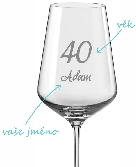 Pískovaná sklenička na víno Narozeniny