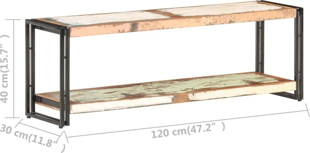 vidaXL TV stolek 120 x 30 x 40 cm masivní recyklované dřevo [320681] Barva: Černá