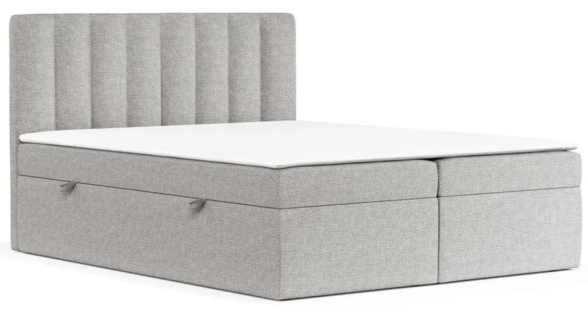 Světle šedá boxspring postel s úložným prostorem 180x200 cm Novento – Maison de Rêve