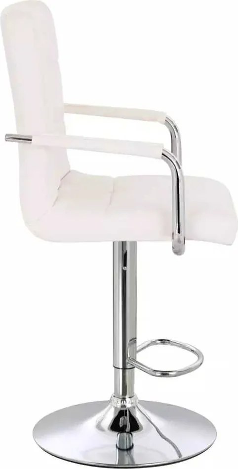LuxuryForm DESIGN Barová židle VERONA na stříbrné kulaté podstavě - bílá