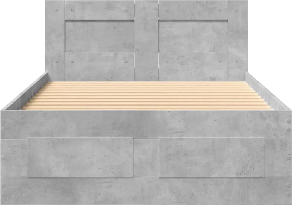 Rám postele s čelem betonově šedý 90 x 200 cm kompozitní dřevo 3295586