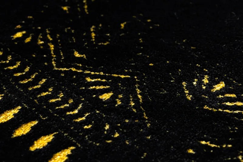 Dywany Łuszczów, Koberec běhoun Gloss 408C 86 geometric black/gold, 80x300, černá, obývací pokoj