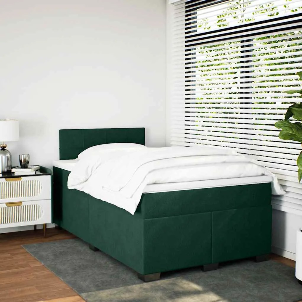 Box spring postel s matrací tmavě zelená 120 x 200 cm samet 3288585