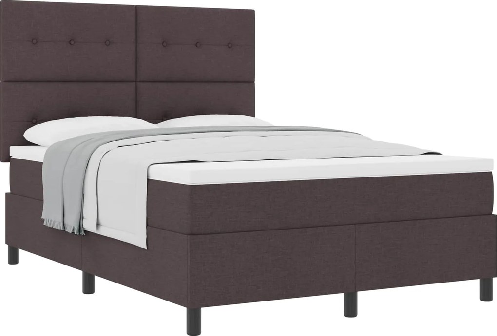 Postel s boxspringem s čelo Tmavě hnědá 140 x 200 cm textil 3339395
