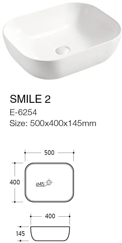 Comad Keramické umyvadlo na desku UM-6254 SMILE 50, bílá
