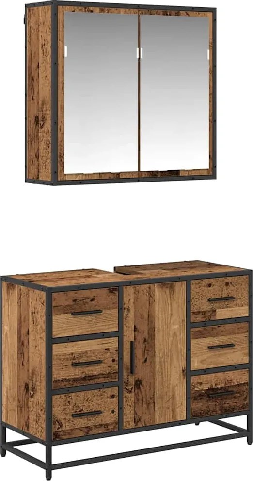 Sada koupelnového nábytku 2 ks Staré dřevo 80 x 33 x 60 cm 3402429