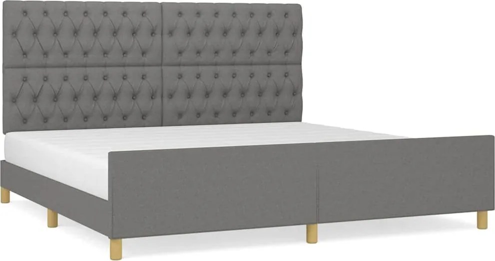 Rám postele s čelem tmavě šedý 200x200 cm textil 3125325