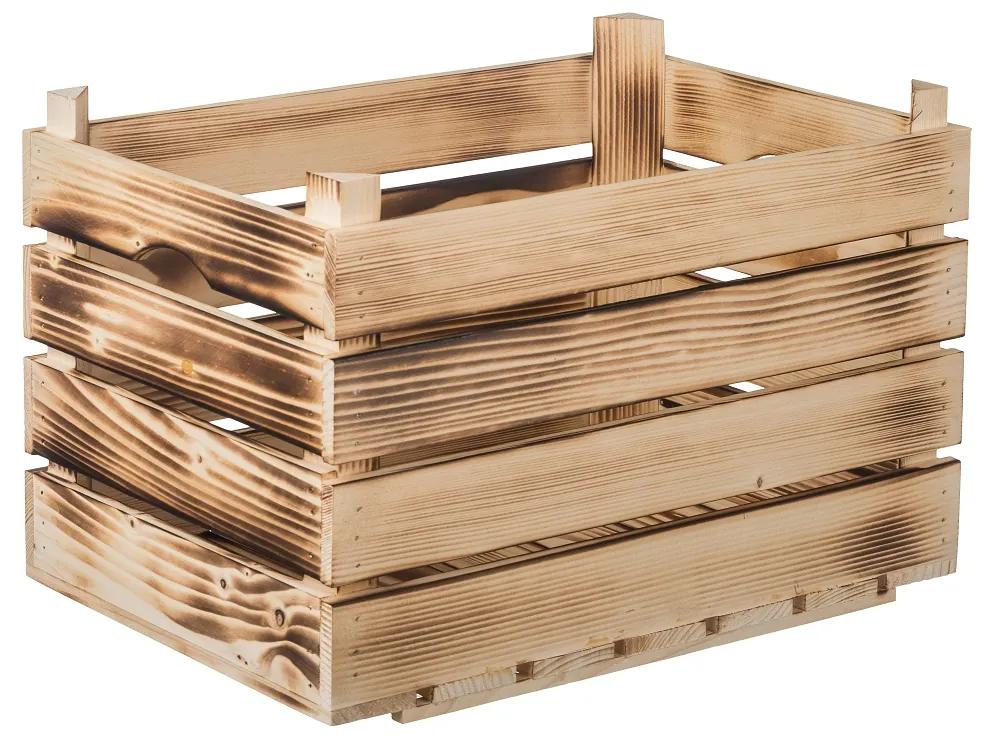 Dřevobox Opálená dřevěná bedýnka 40 x 26 x 26 cm