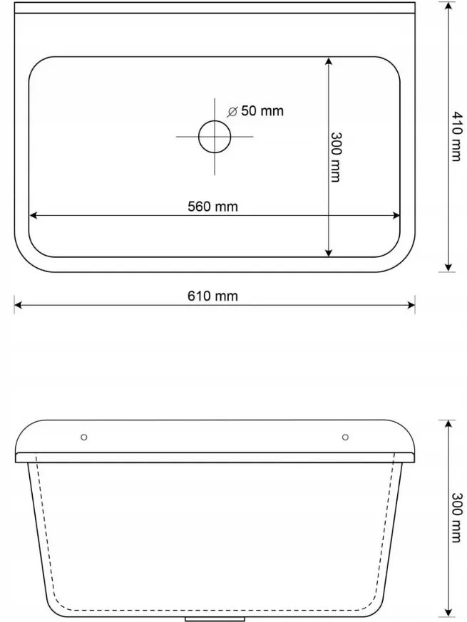 Sink Quality Universe, univerzální plastová výlevka 61x41x30 cm + sifon, 1-komorová, šedá, SKQ-KGLK60-G
