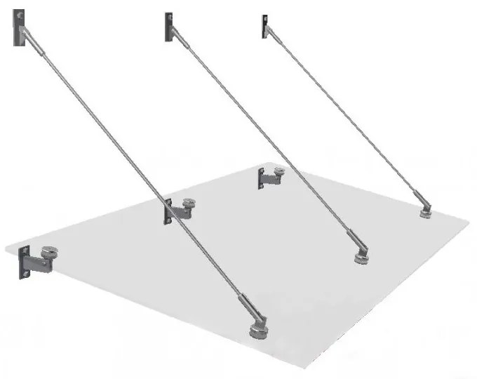strisky-polymer.cz Skleněná stříška nad dveře s táhly čiré sklo 10mm ESG 220 cm