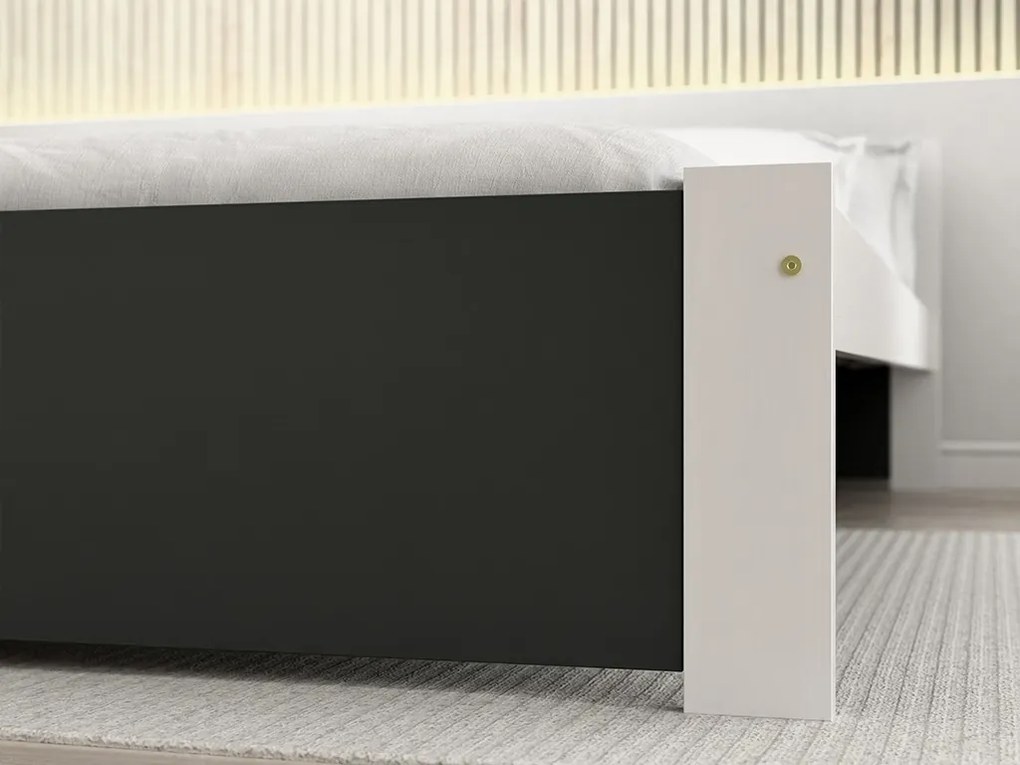 Postel IKAROS 140 x 200 cm, antracit/bílá Matrace: Matrace Coco Maxi 20 cm, Rošt: Bez roštu