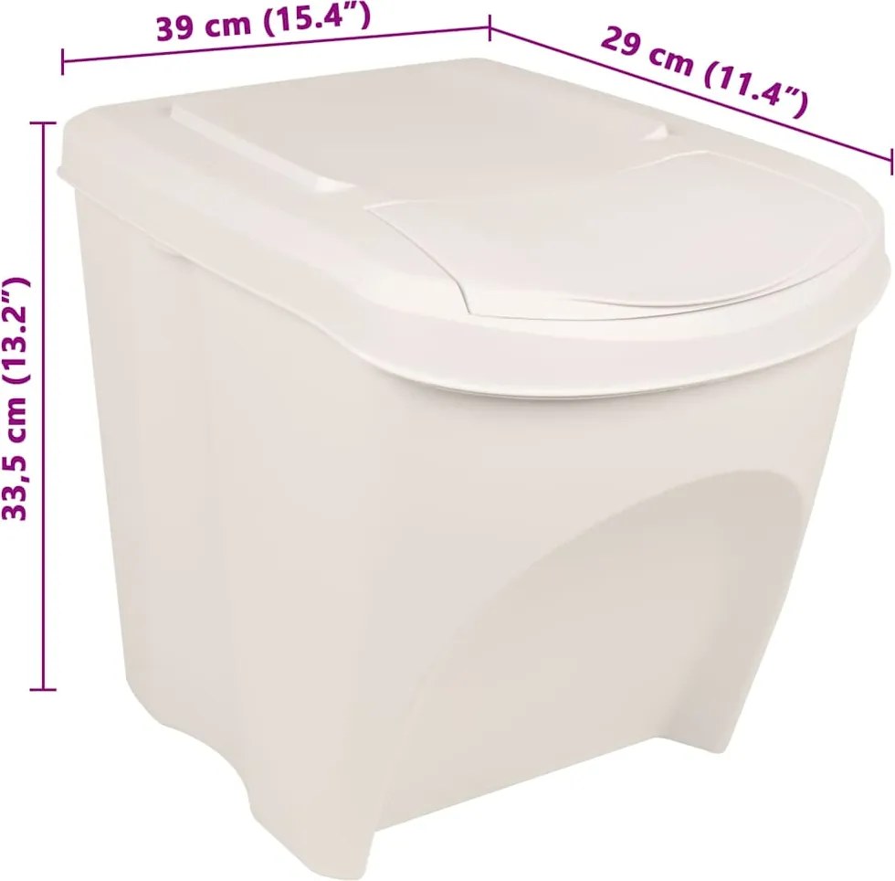 Stohovatelné koše na odpadky 3 ks bílé 75 l polypropylen 152199