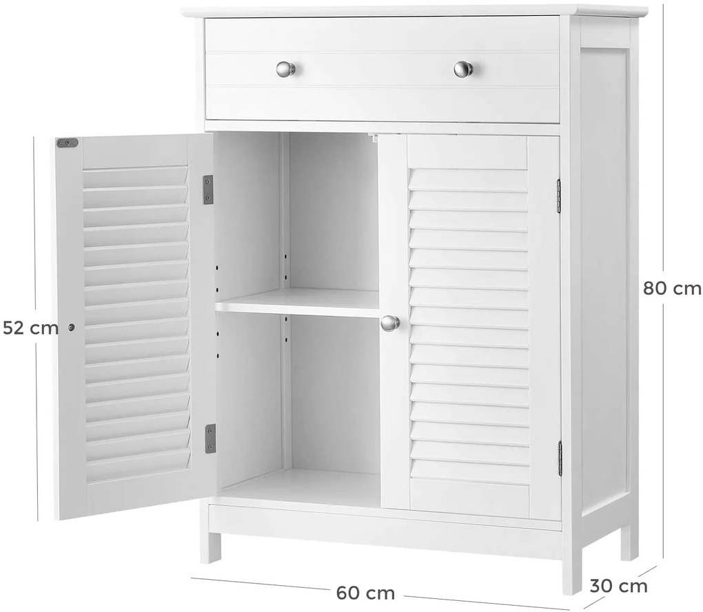 VASAGLE Koupelnová skříňka se zásuvkou bílá 60 x 80 x 30 cm