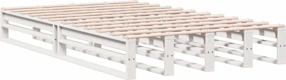Postel s knihovnou bez matrace bílá 135x190 cm masivní borovice 3323984