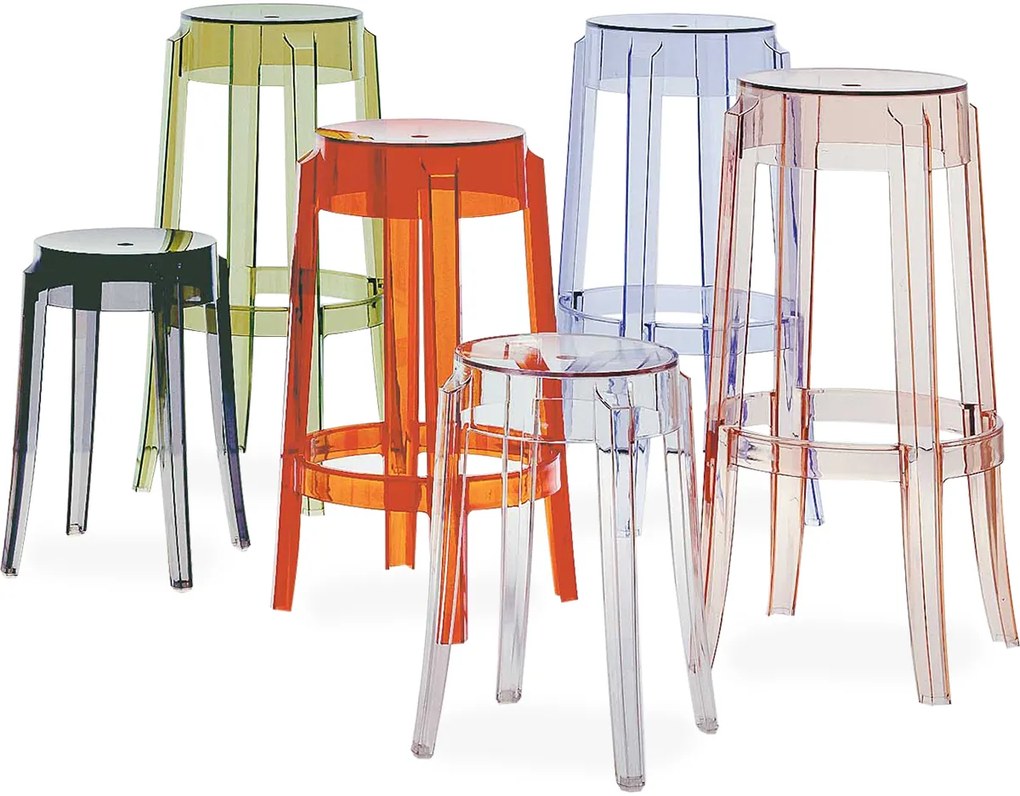 Kartell - Barová židle Charles Ghost nízká, černá