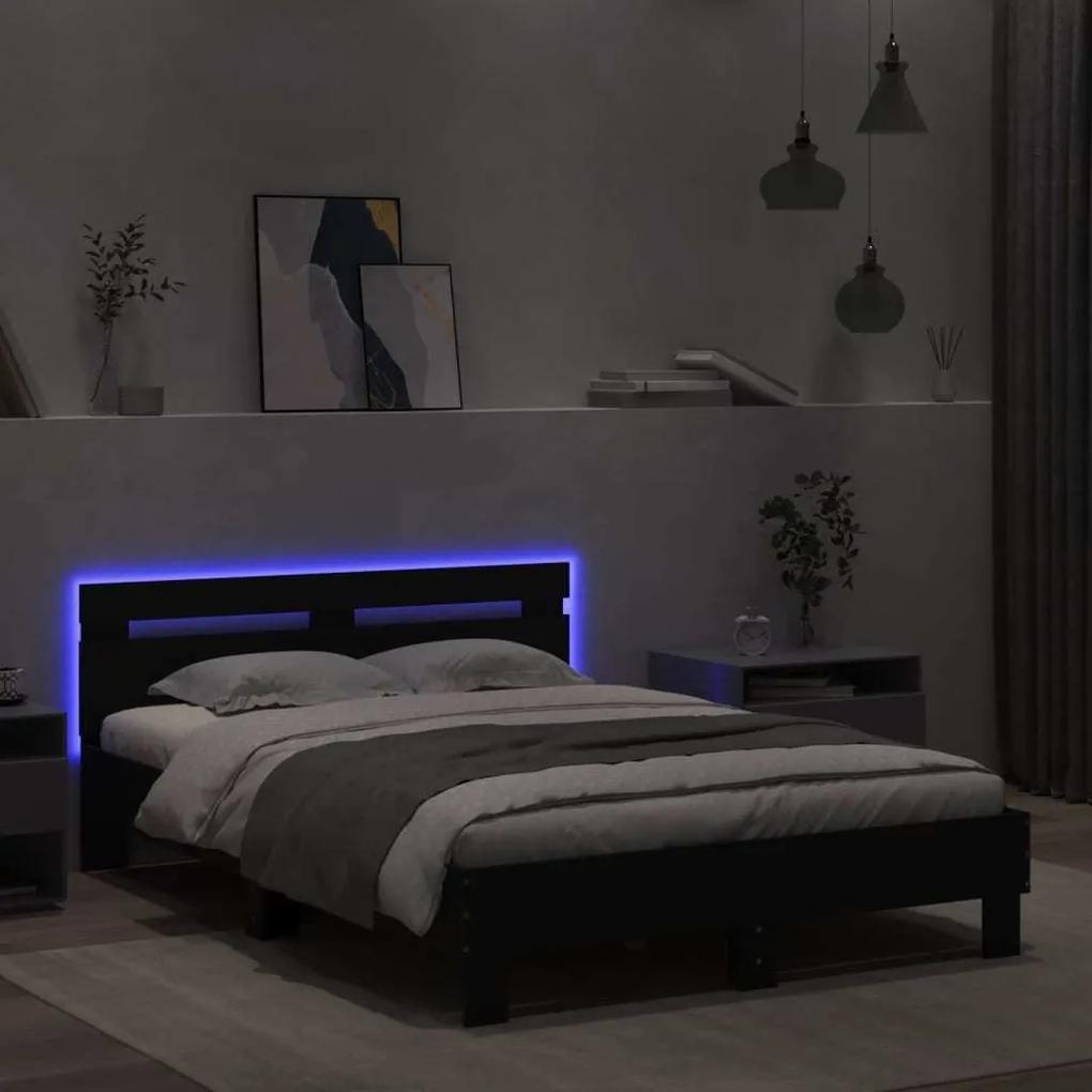 vidaXL Rám postele s čelem a LED osvětlením 135 x 190 cm [3207568] Barva: Betonová šedá