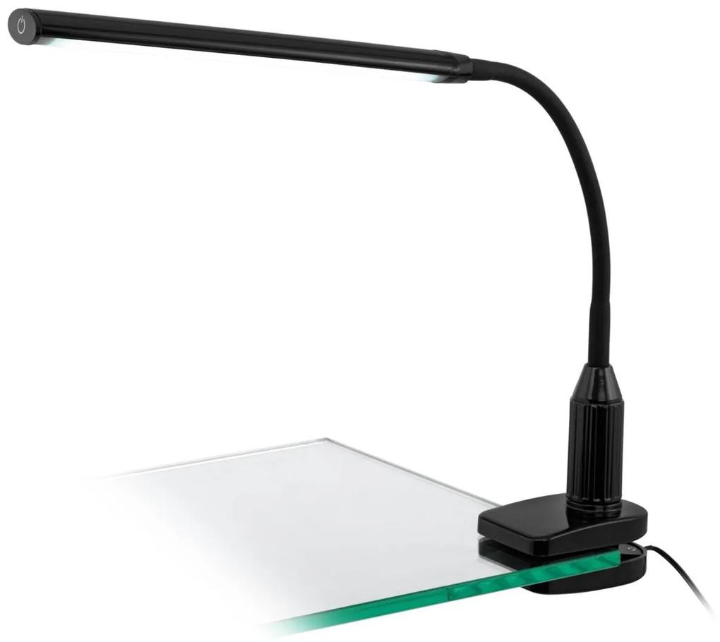 LED moderní stolní lampička s klipem LAROA, černá Eglo LAROA 96437