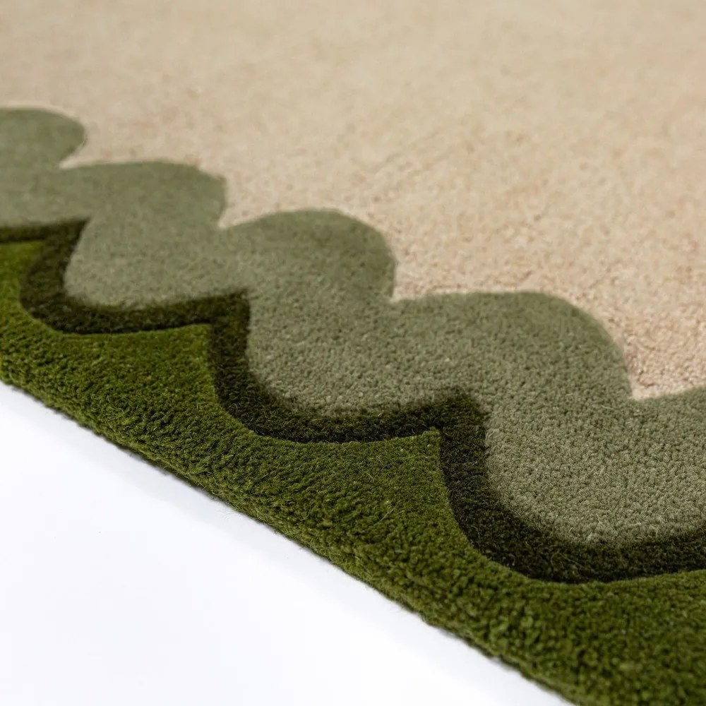 Zelený/v přírodní barvě ručně tkaný vlněný koberec 200x290 cm Wiggle Wool – Flair Rugs
