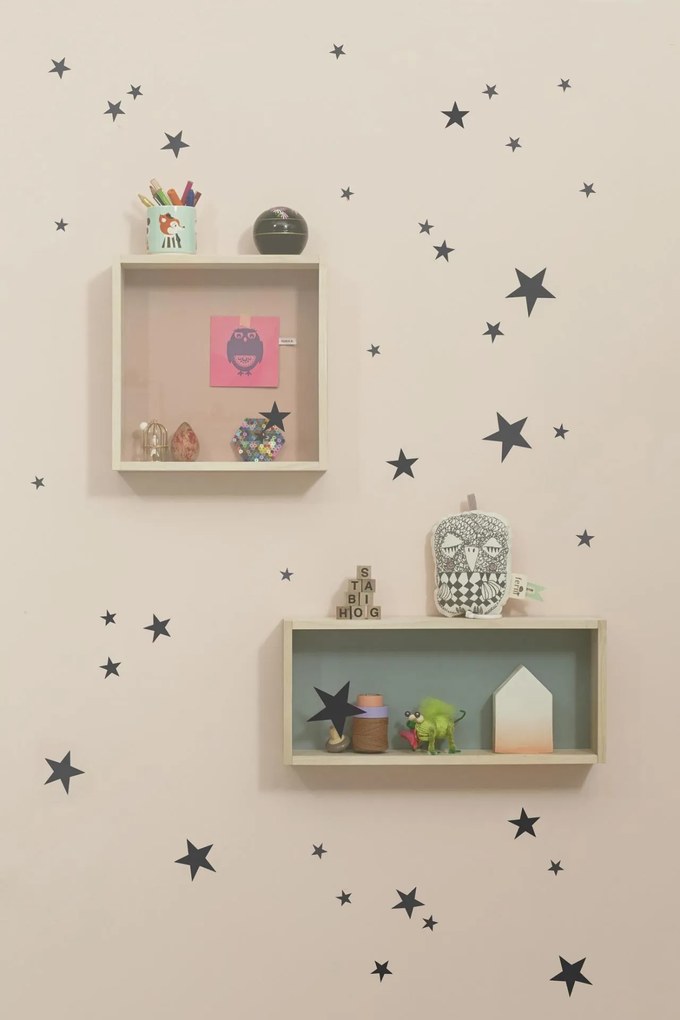 ferm LIVING Interiérové samolepky Black Star, černá barva, papír